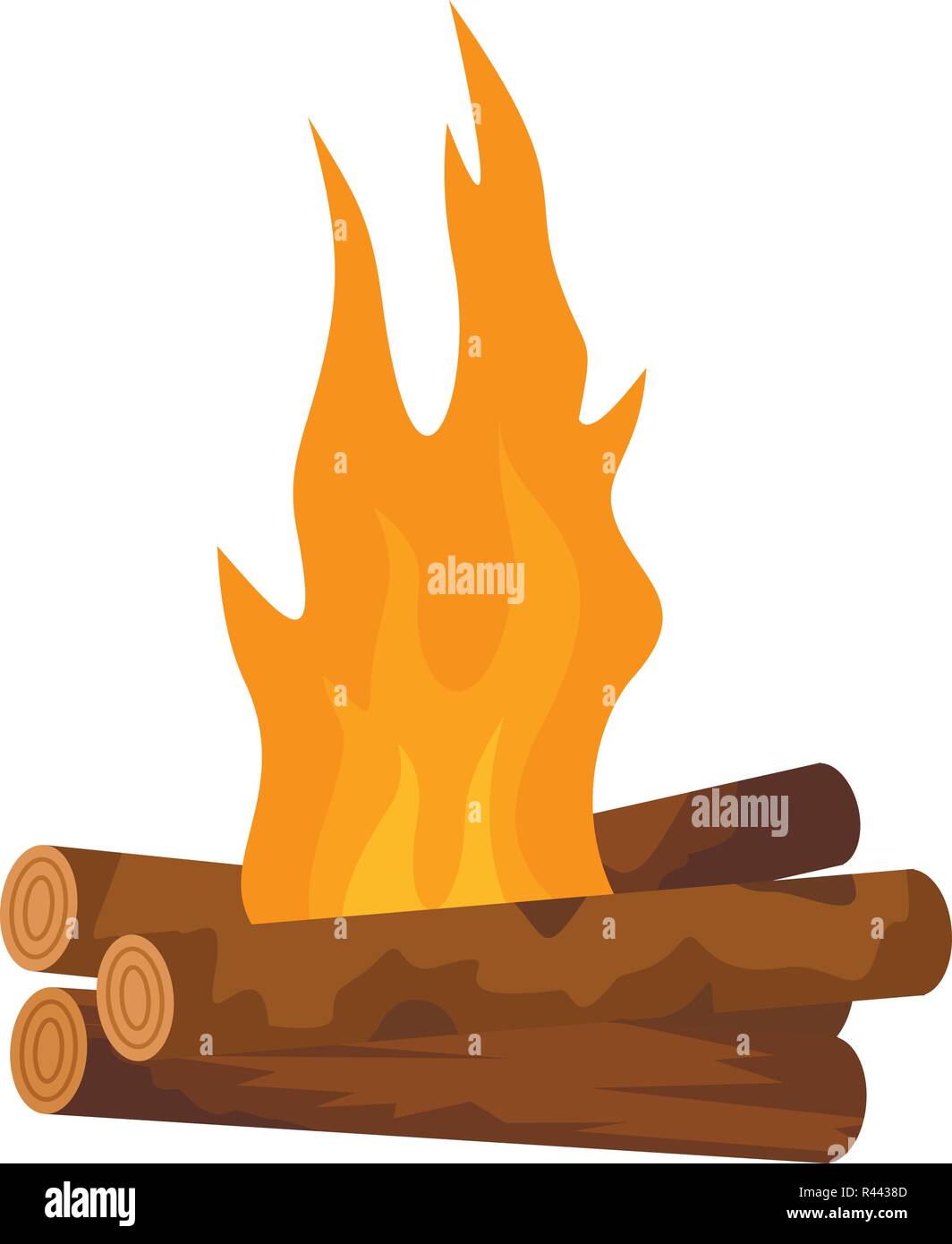 Log cabin fire icon. Flat illustration of log cabin fire vector icon ...