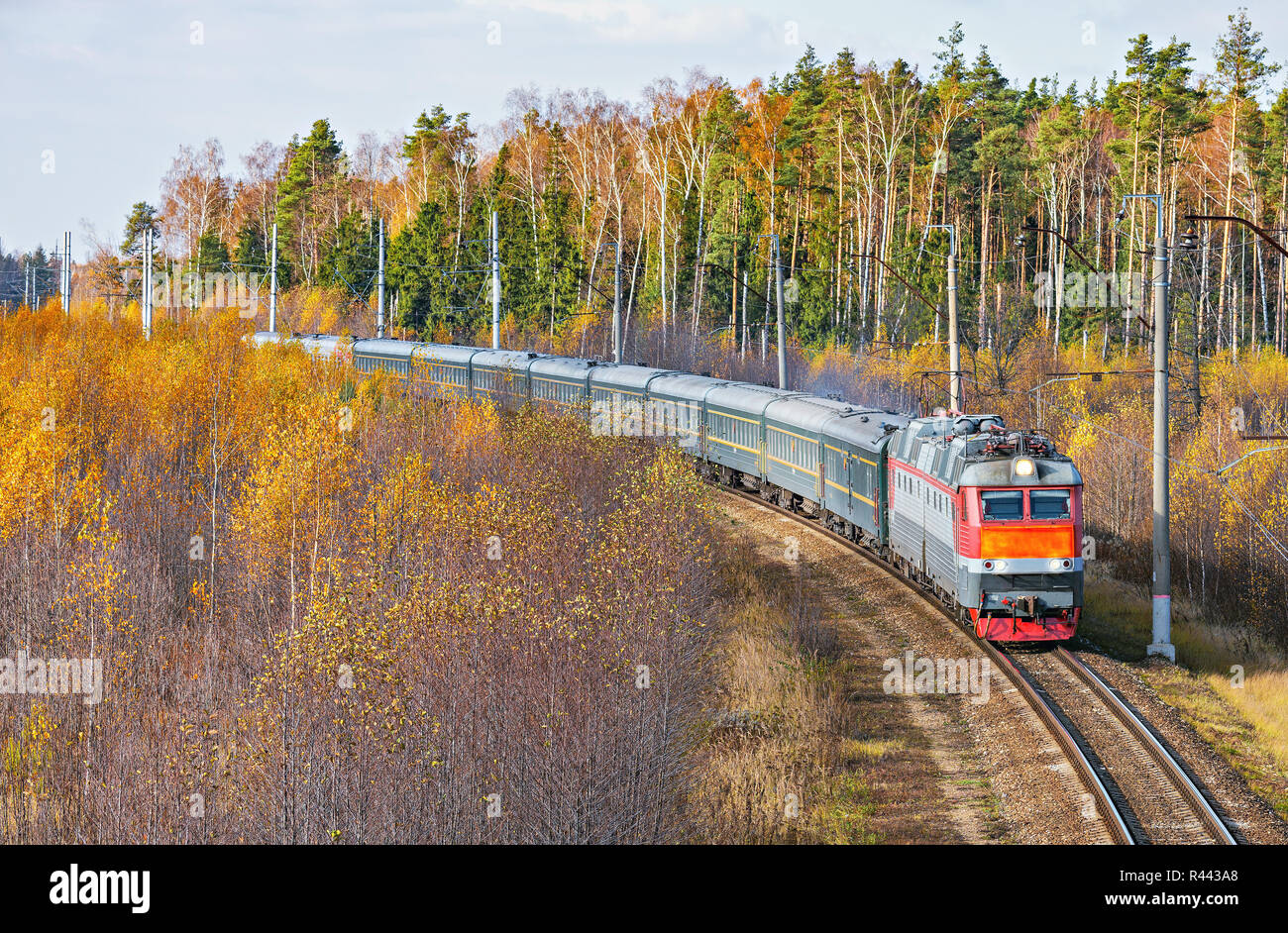 Passenger train from Beijing to Moscow approaches to the station at ...
