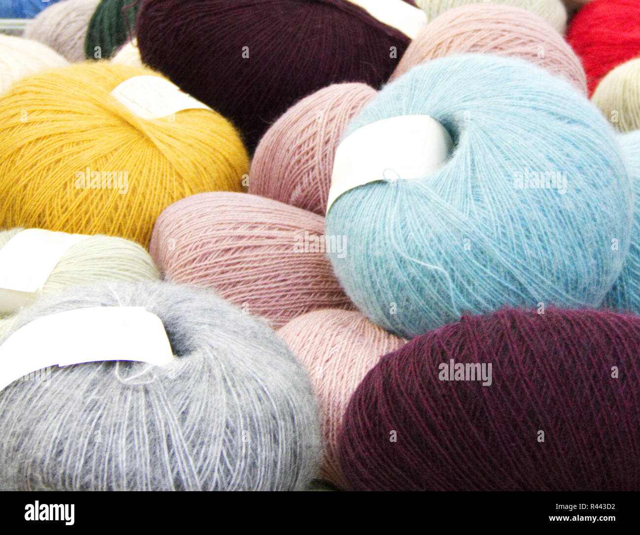 balls of wool on display Stock Photo - Alamy