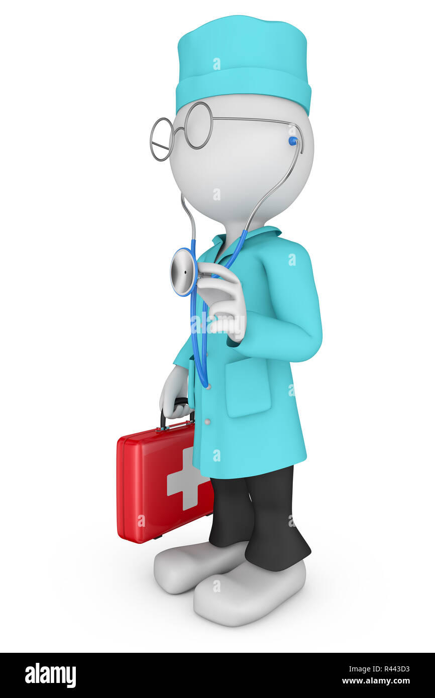 cartoon doctor with red suitcase Stock Photo - Alamy