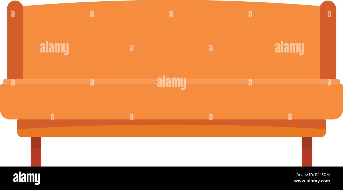 Orange small sofa icon. Flat illustration of orange small sofa vector ...