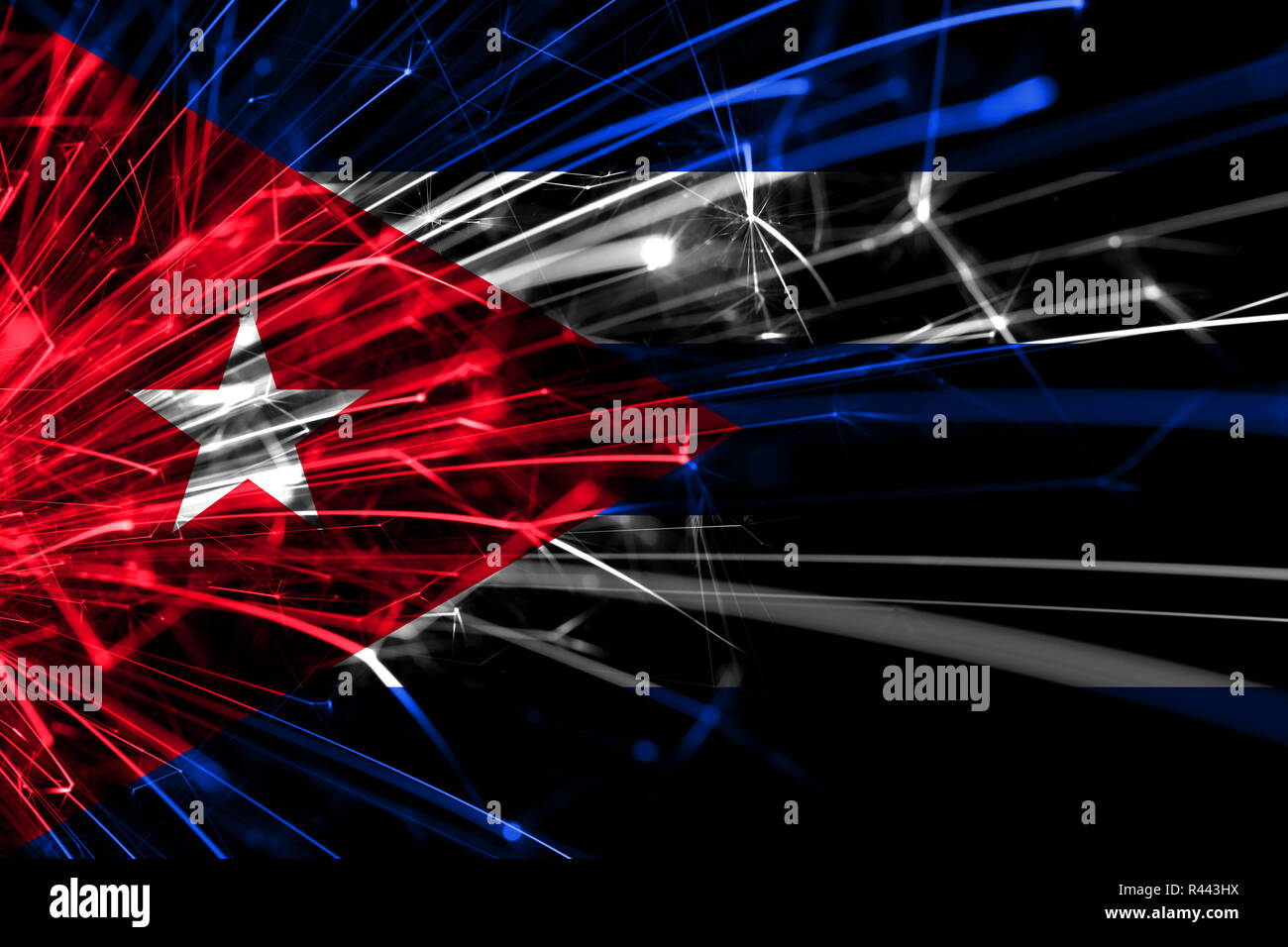 Cuba abstract fireworks sparkling flag. New Year, Christmas and ...