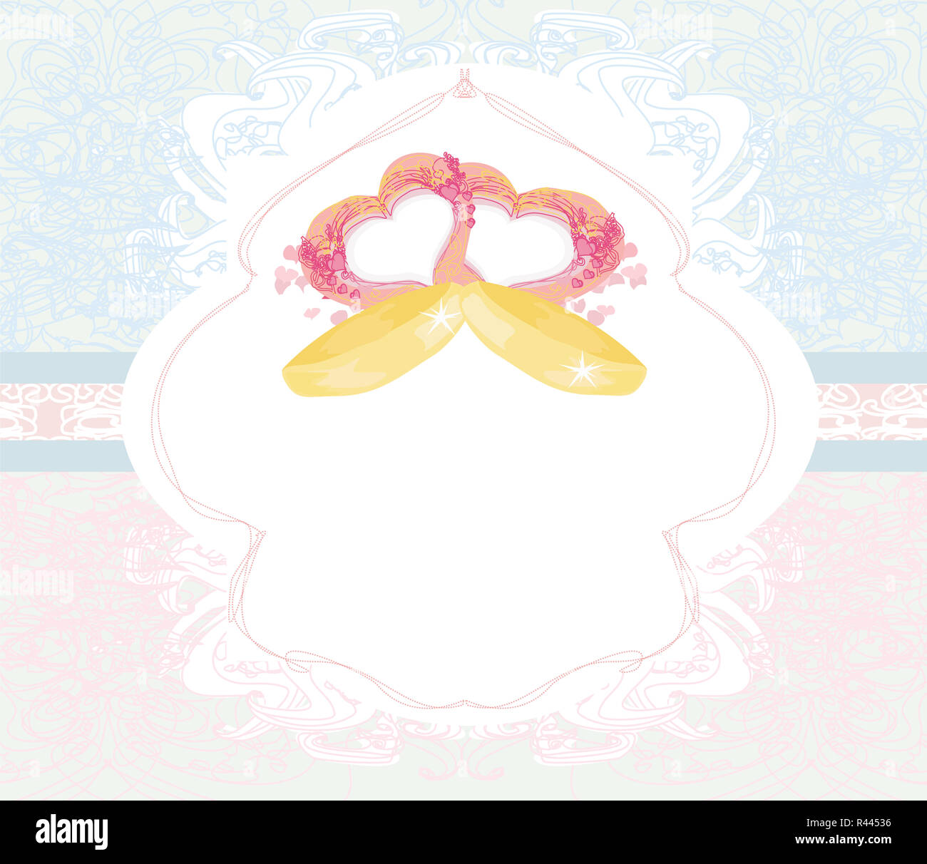 vintage wedding card with rings Stock Photo - Alamy