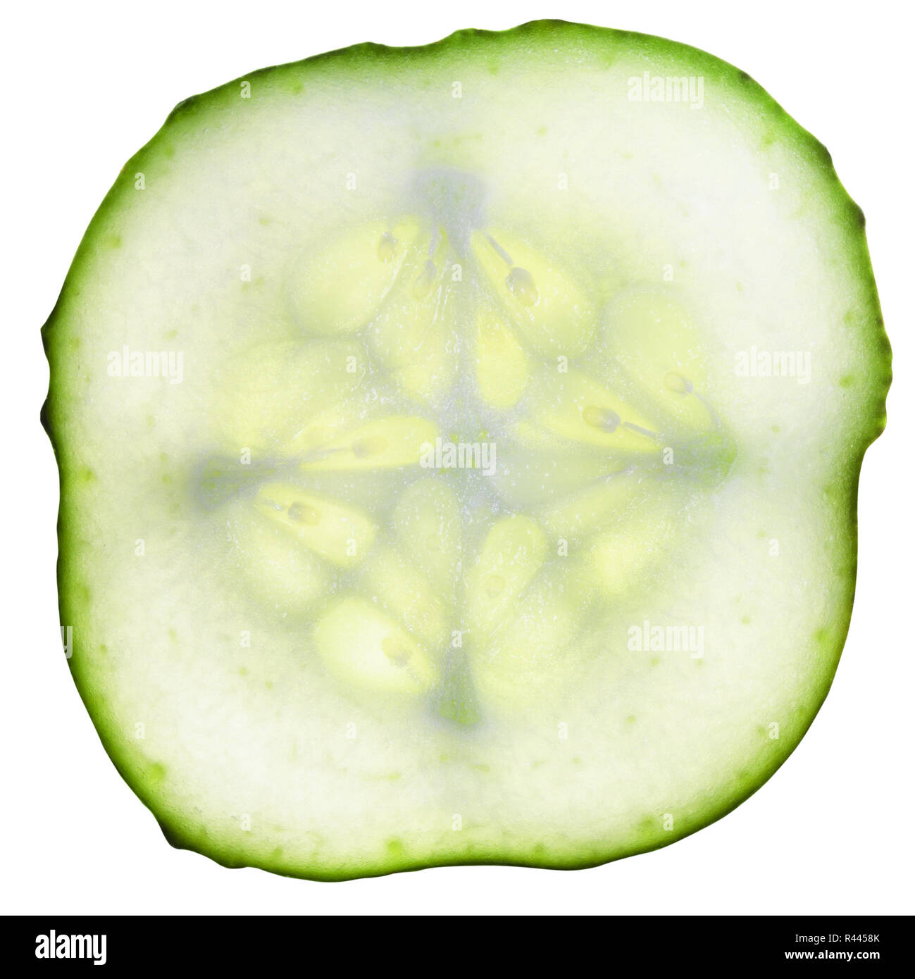 round slice of fresh cucumber isolated on white Stock Photo - Alamy