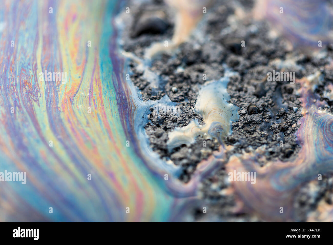 Gasoline Spill on Asphalt Stock Photo - Alamy