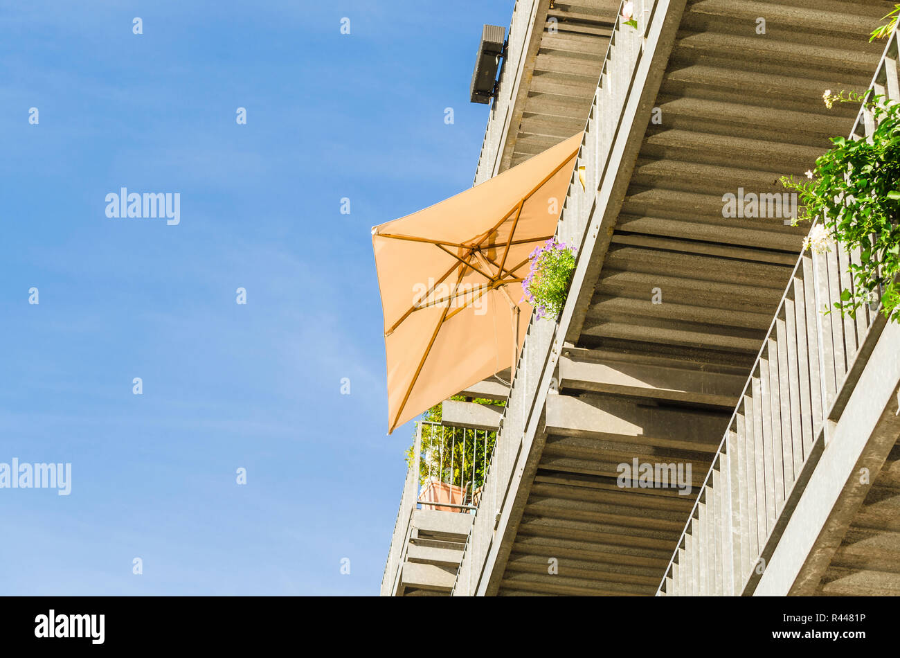 sunshade on a terrace Stock Photo - Alamy