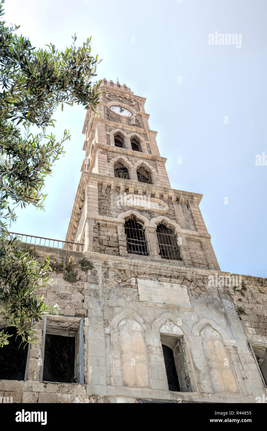 Old Town clock tower in Acre Stock Photo - Alamy
