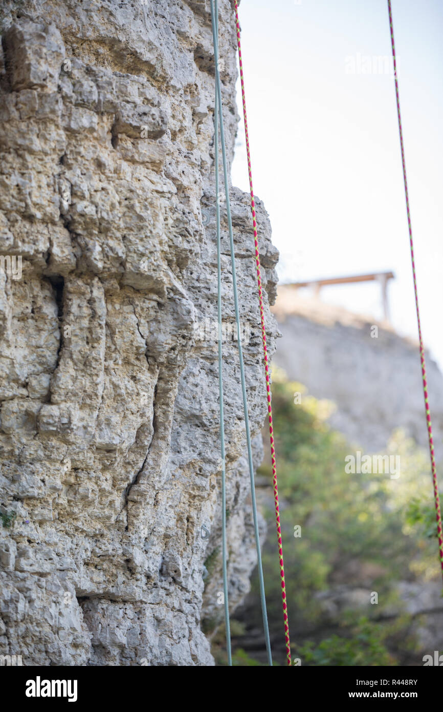 Photo of mountain for climbing and ropes Stock Photo - Alamy
