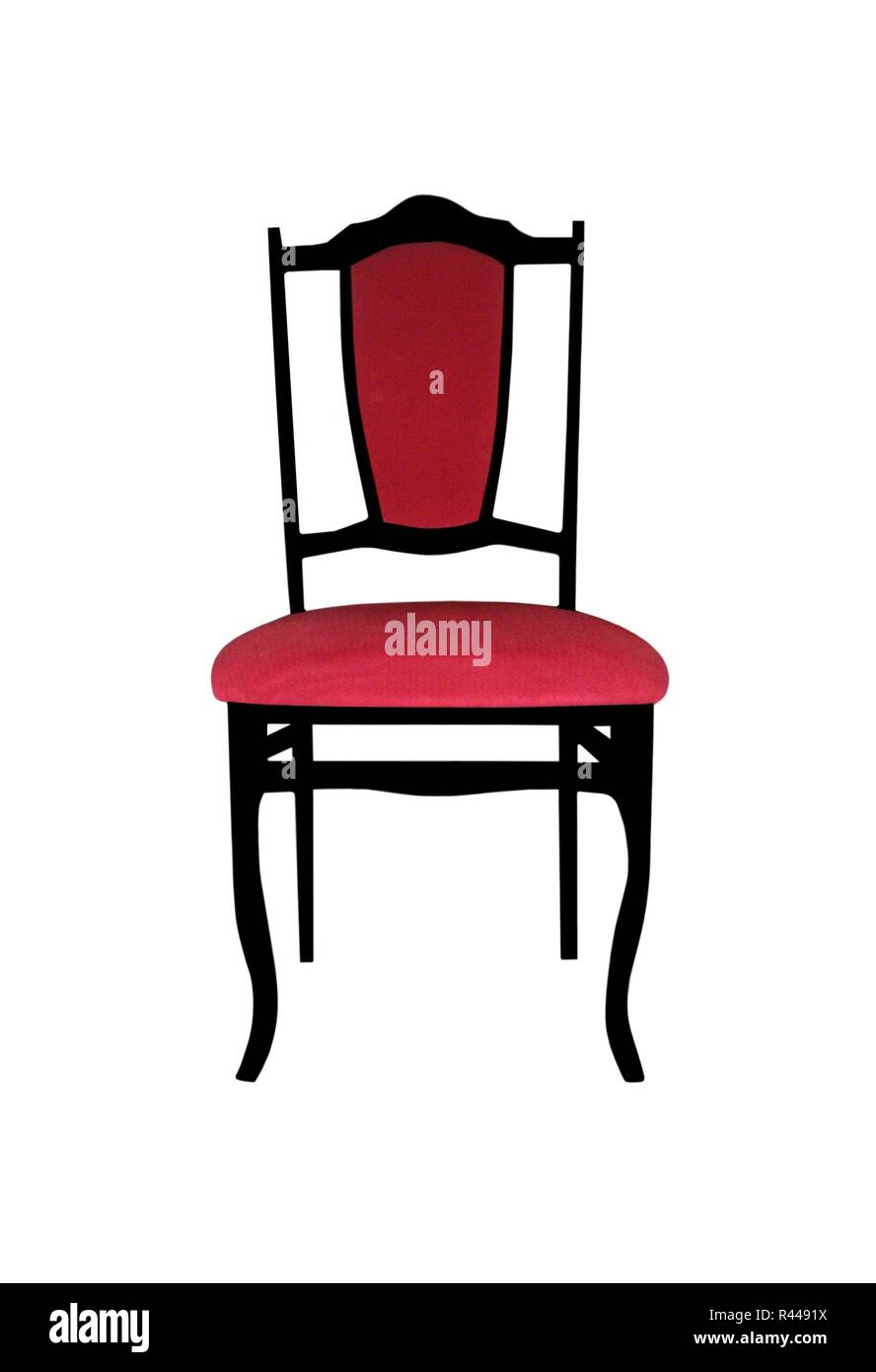 Old red chair on the white background Stock Photo - Alamy