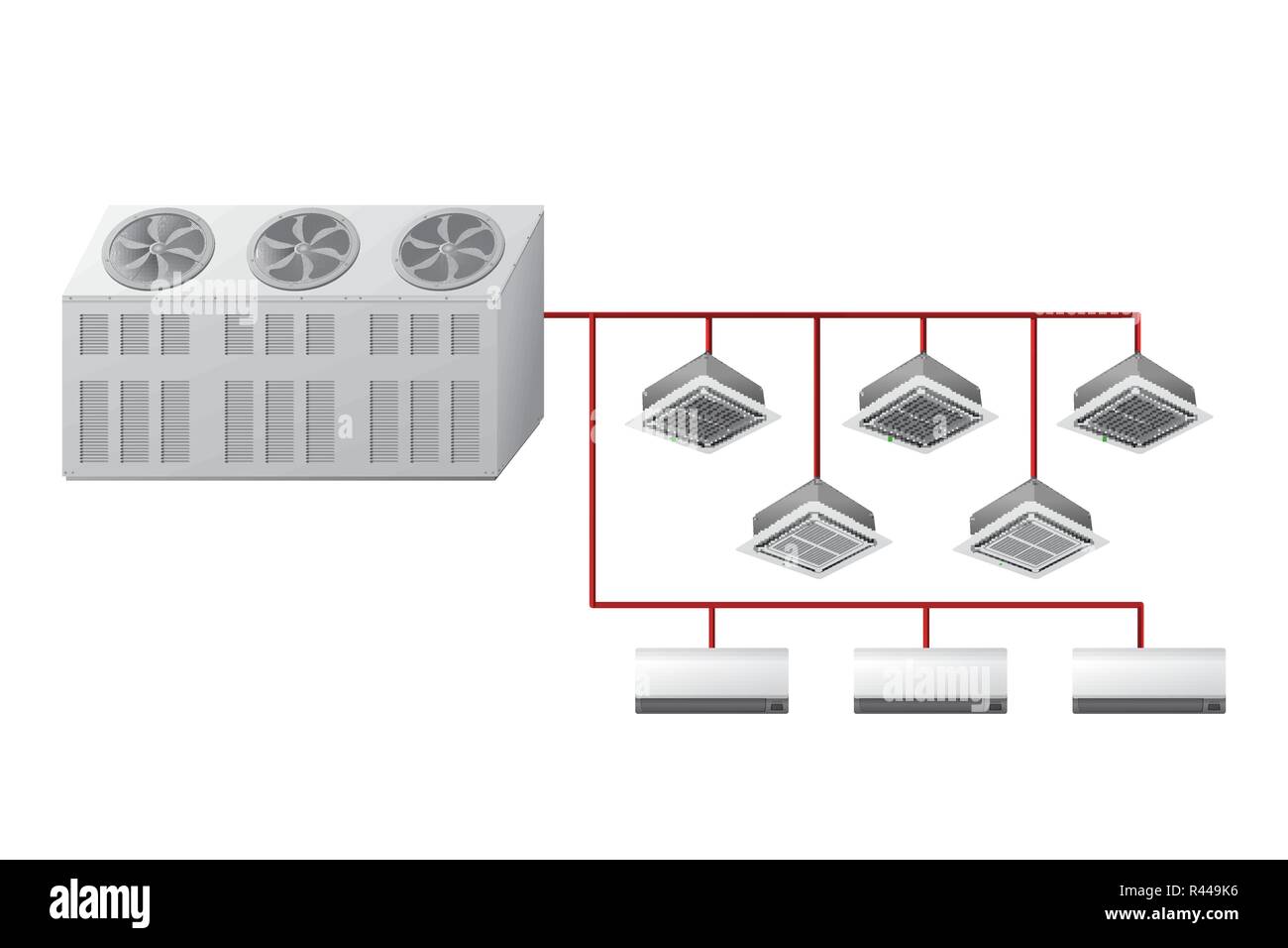 Chiller with Ceiling Cassette and wall indoor units. Air cooling ...