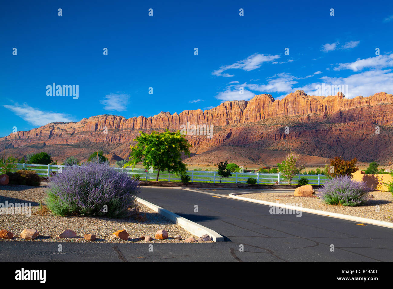 Moab,Utah,USA - July 17, 2013: Sunrise in tourist resort. Moab near the ...