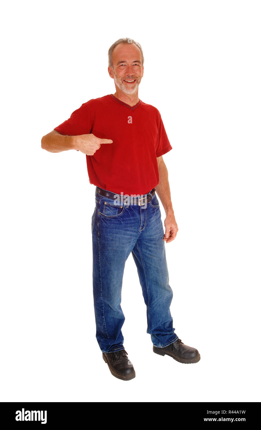 Old man pointing at himself Stock Photo - Alamy