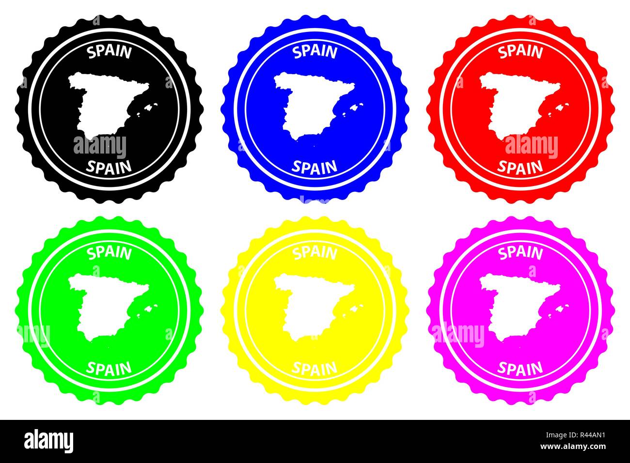 Spain - rubber stamp - vector, Spain map pattern - sticker - black ...