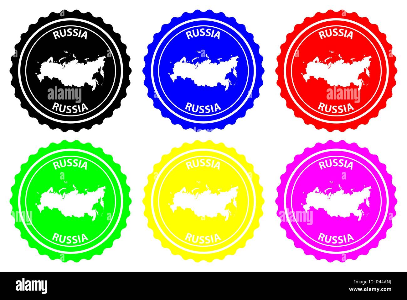 Russia - rubber stamp - vector, Russia map pattern - sticker - black ...