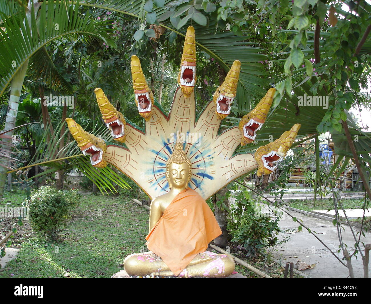 buddha protected by the naga serpent laos Stock Photo - Alamy