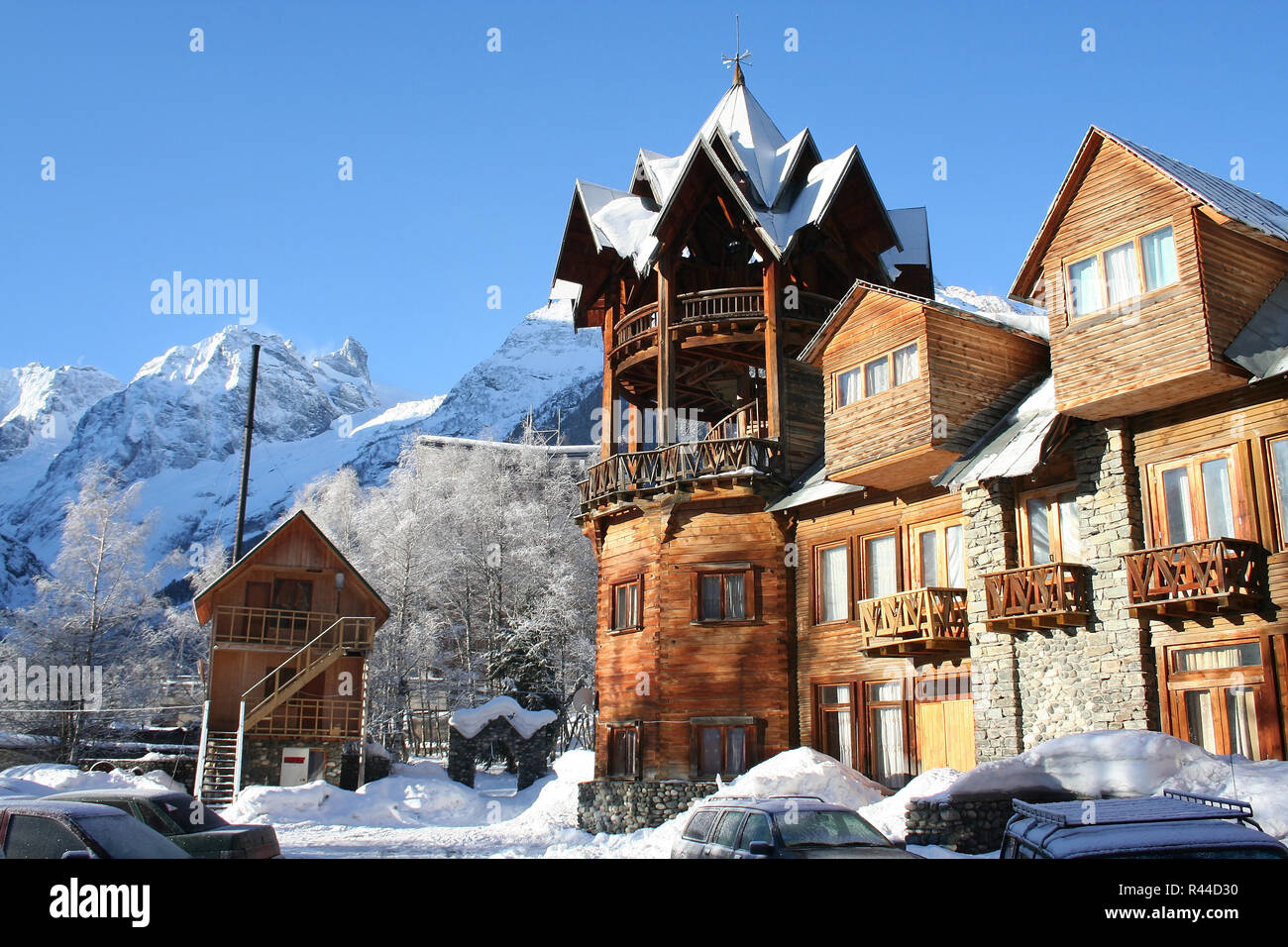 Wooden hotel Stock Photo - Alamy