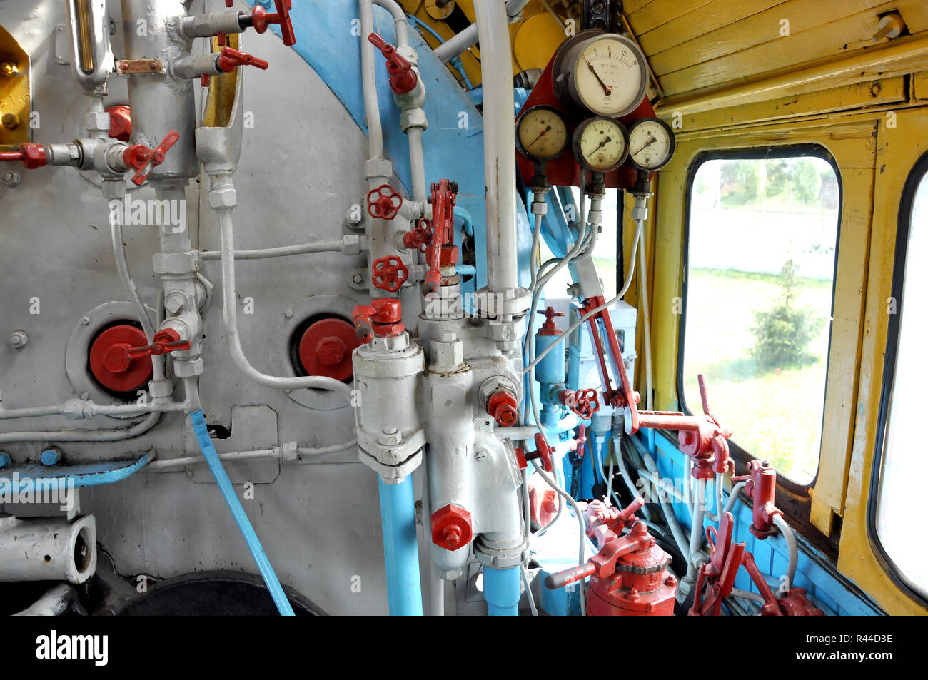 Management elements in an engine cabin Stock Photo - Alamy