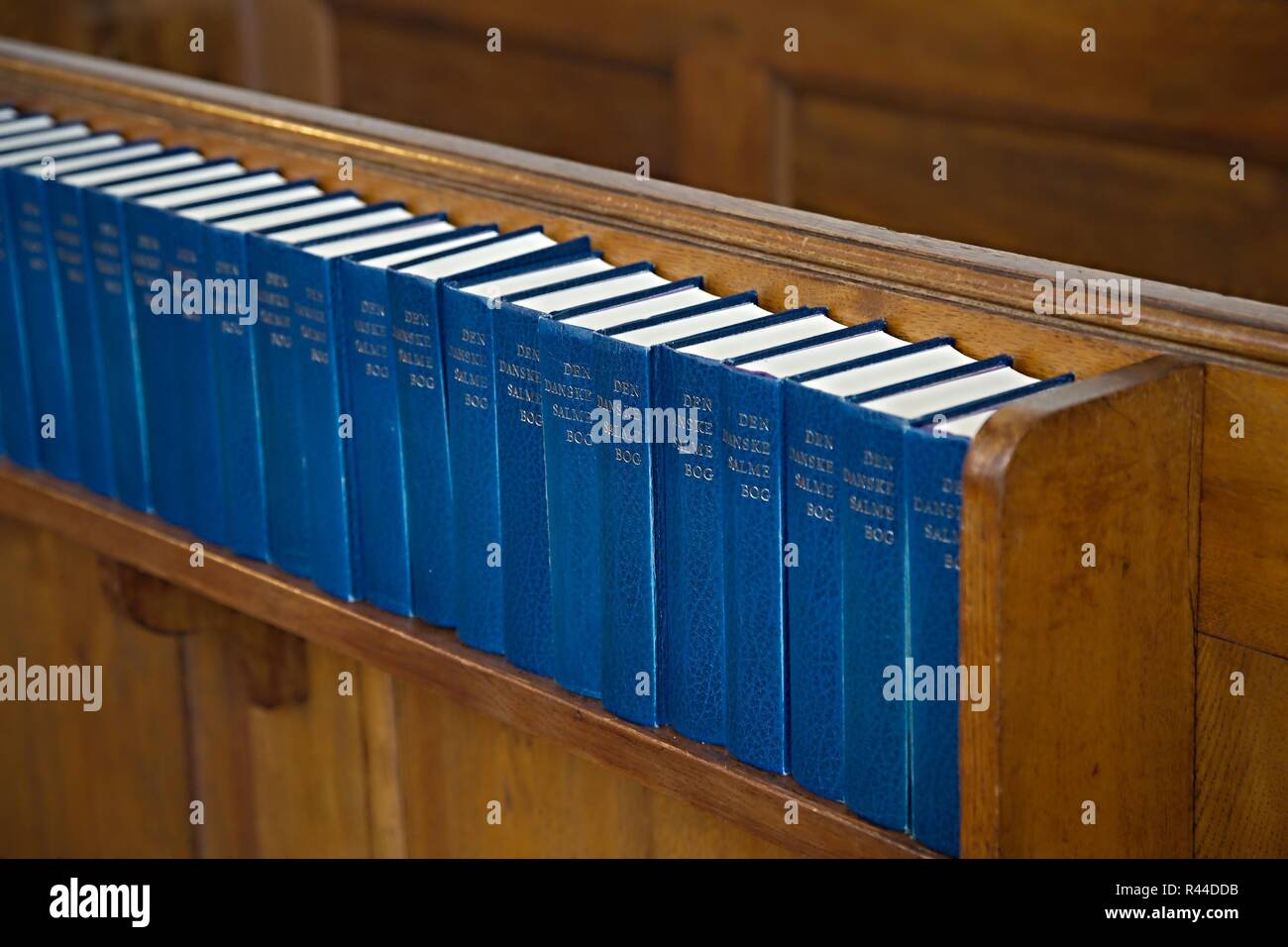 Church interior with Hymnals Stock Photo - Alamy