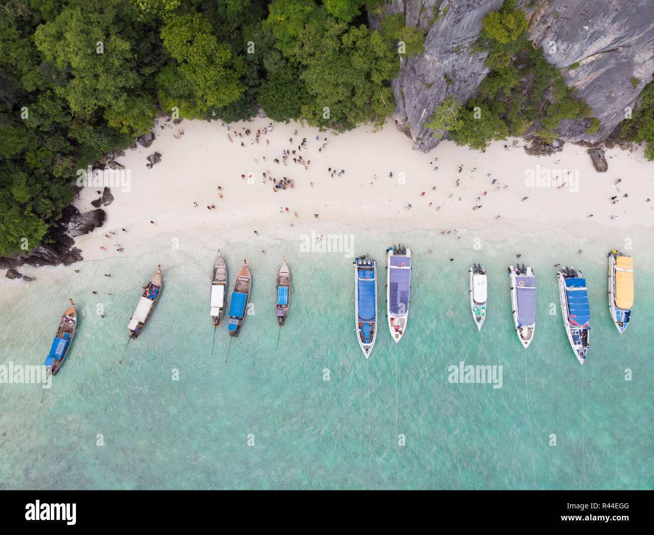 Sea and boat beach coast aerial view Stock Photo - Alamy