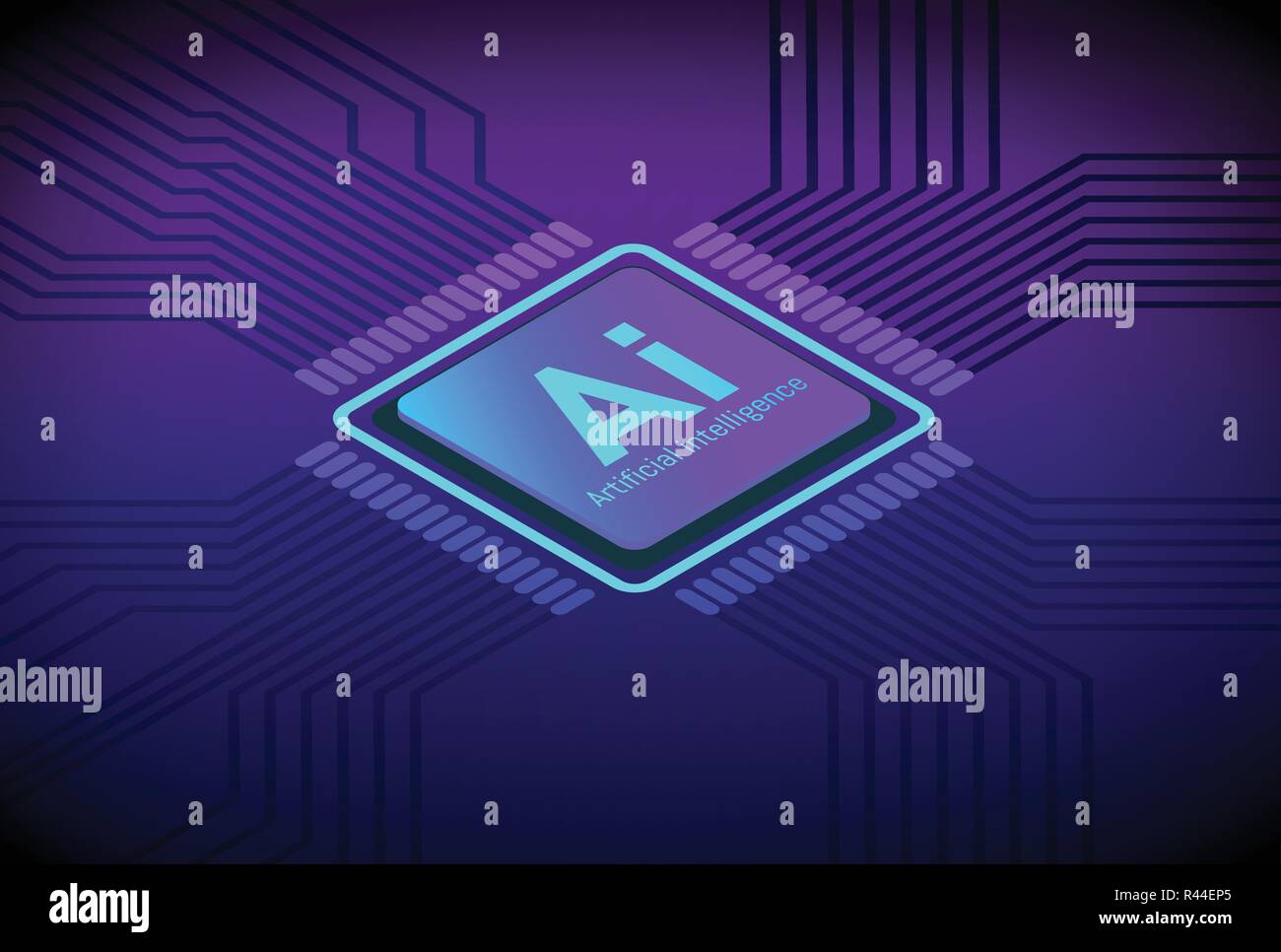 The vector of CPU Artificial Intelligence future technology isometric flat concept Stock Vector ...