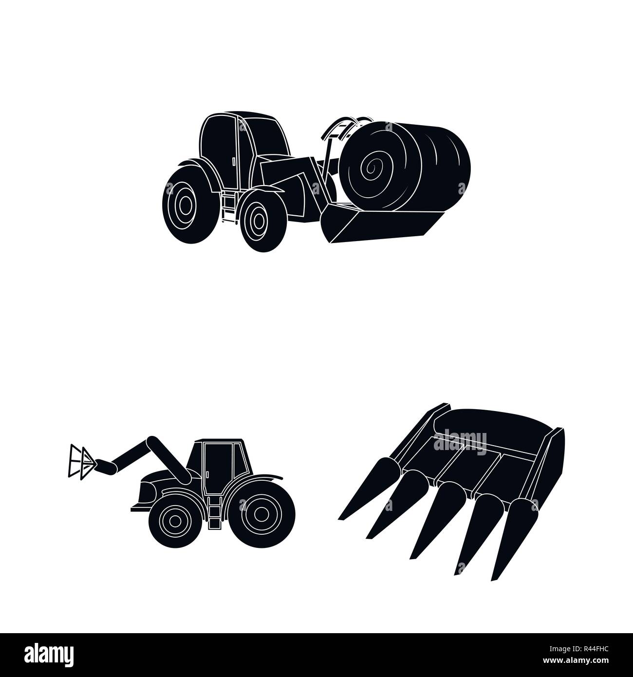 Agricultural machinery black icons in set collection for design ...