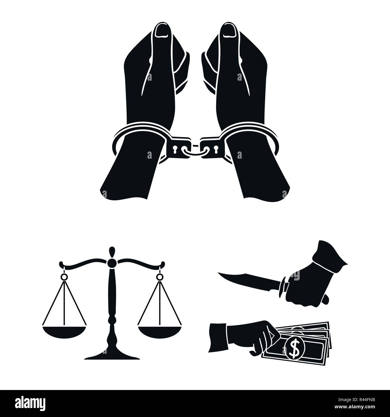 Crime And Punishment Black Icons In Set Collection For Design Criminal