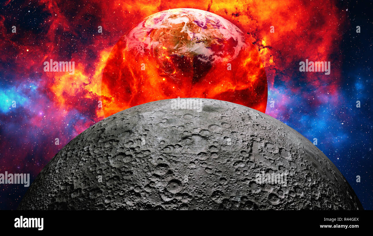 Earth burning or exploding after a global disaster, apocalyptic ...