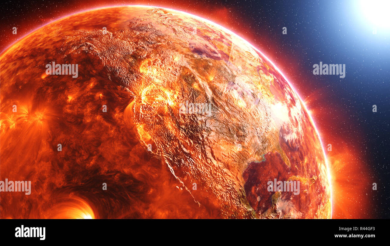 Earth planet fire burn burning concept heat hi-res stock photography ...