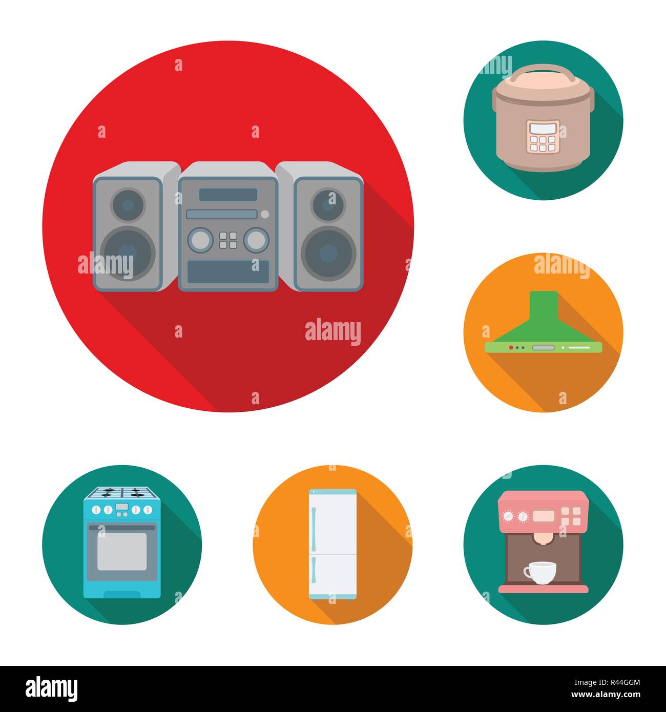 Types of household appliances flat icons in set collection for design ...