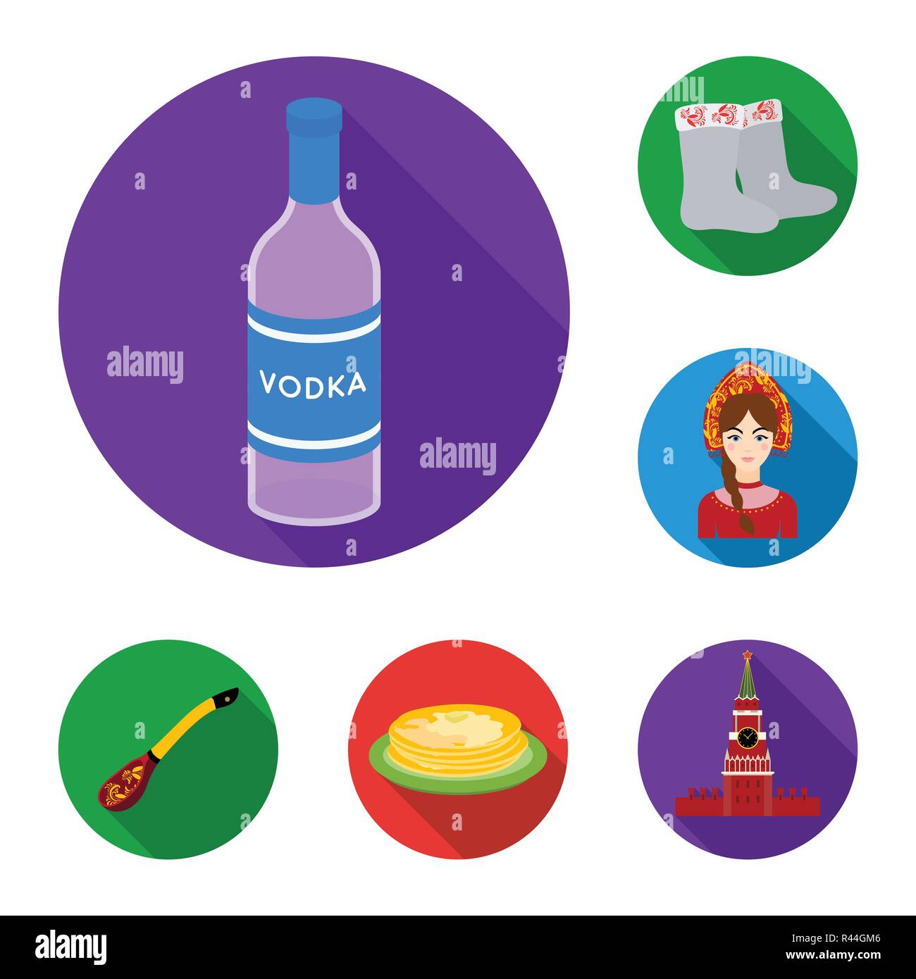 Country Russia, travel flat icons in set collection for design ...