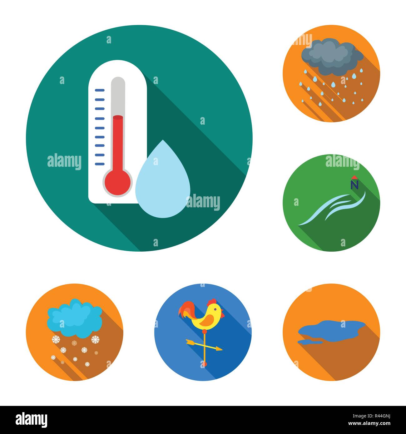 Different weather flat icons in set collection for design.Signs and ...