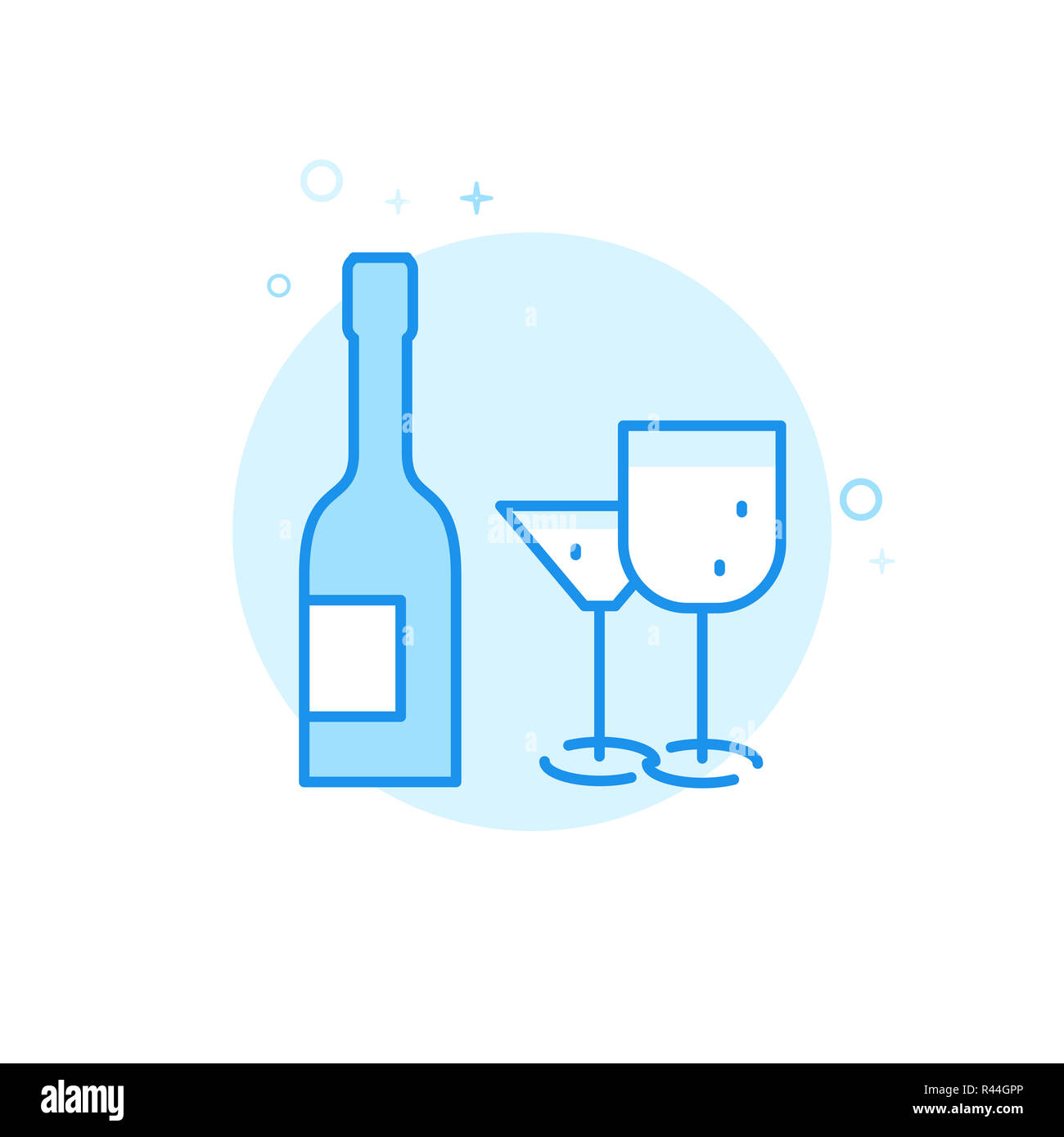 Wine Bottle and Glasses Flat Icon. Wedding Alcohol Symbol, Pictogram ...