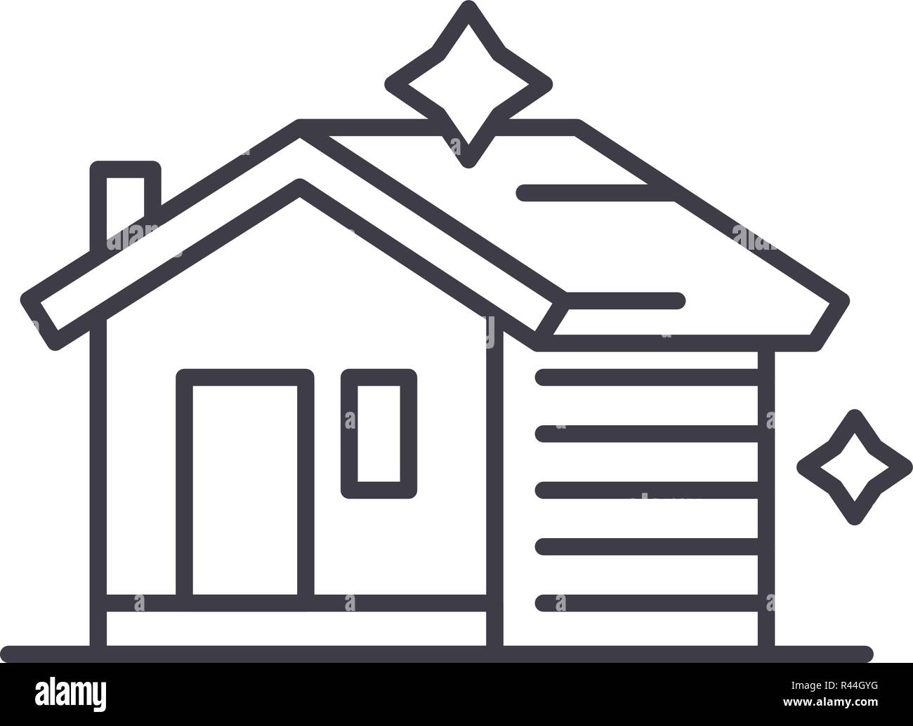 House cleaning line icon concept. House cleaning vector linear ...