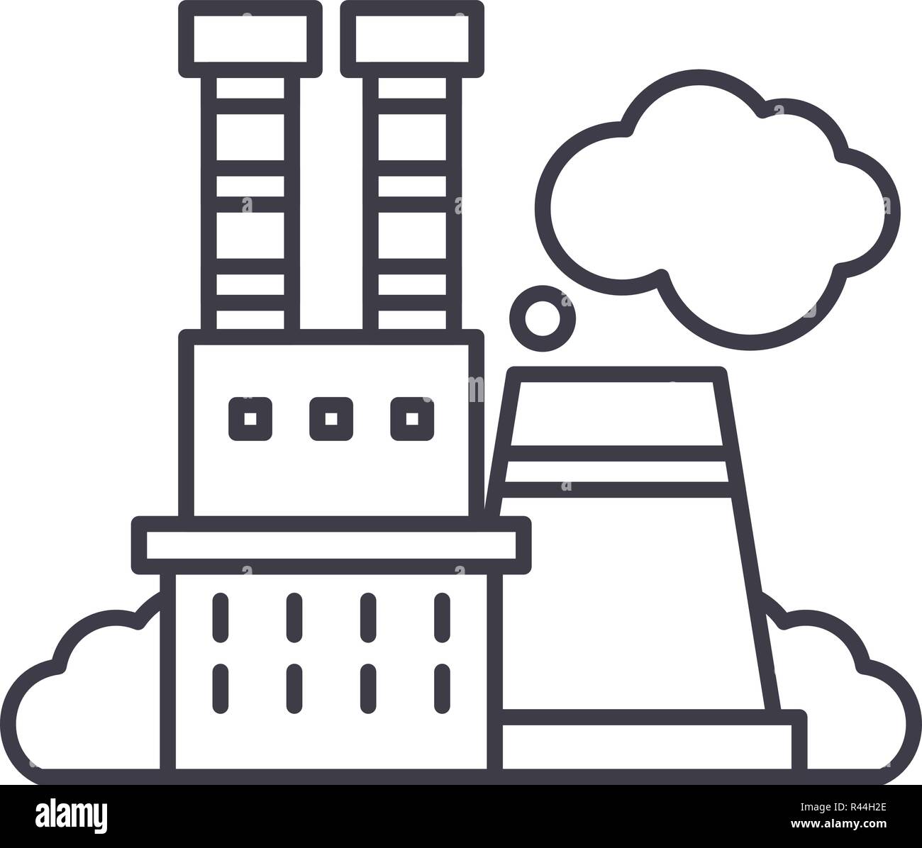 Industrial complex line icon concept. Industrial complex vector linear ...