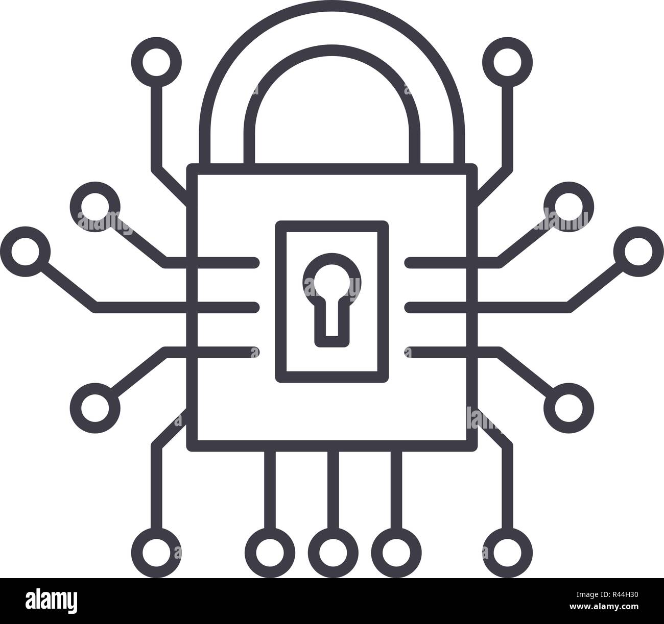Information security line icon concept. Information security vector linear illustration, symbol ...