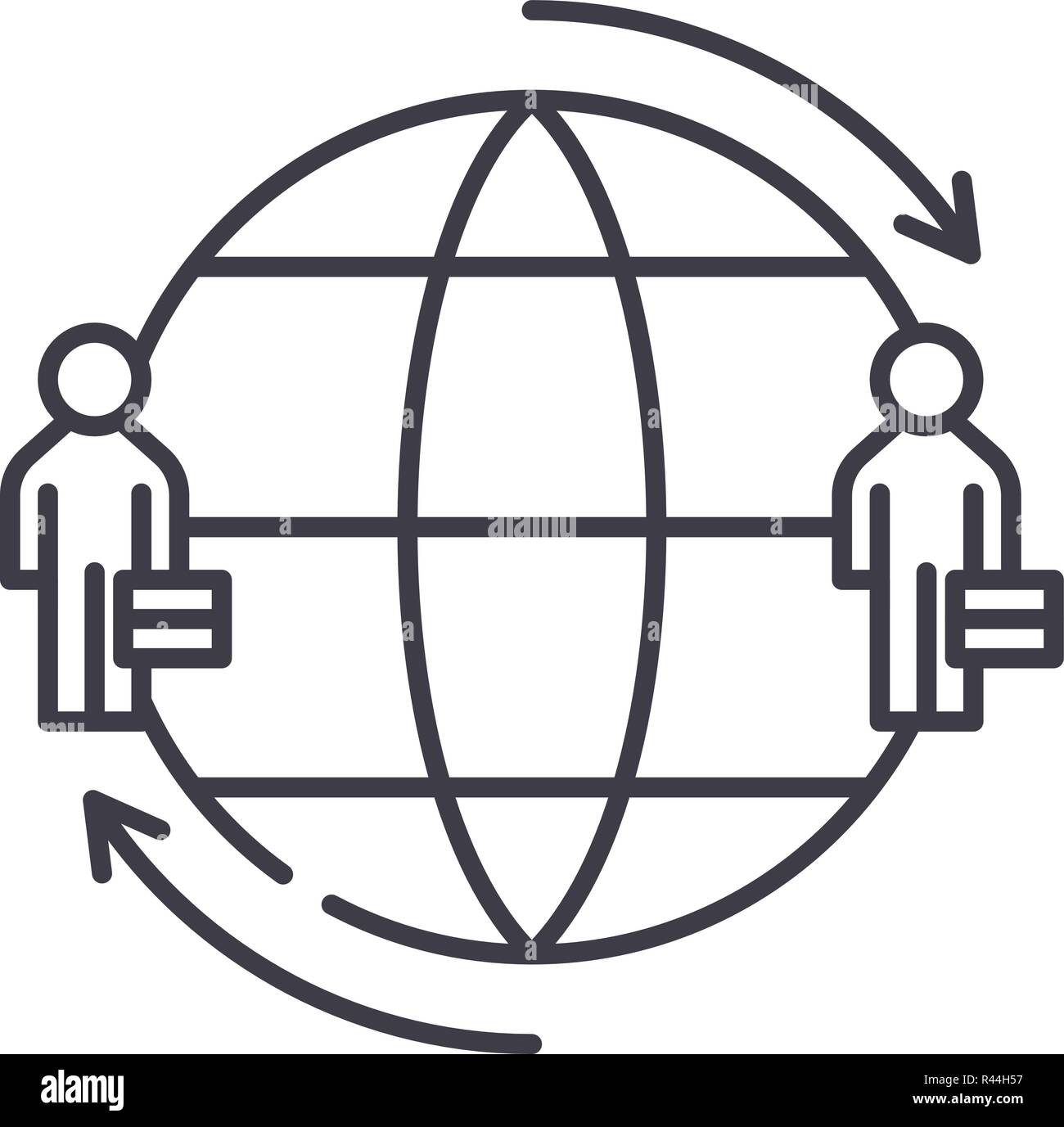 International team line icon concept. International team vector linear ...