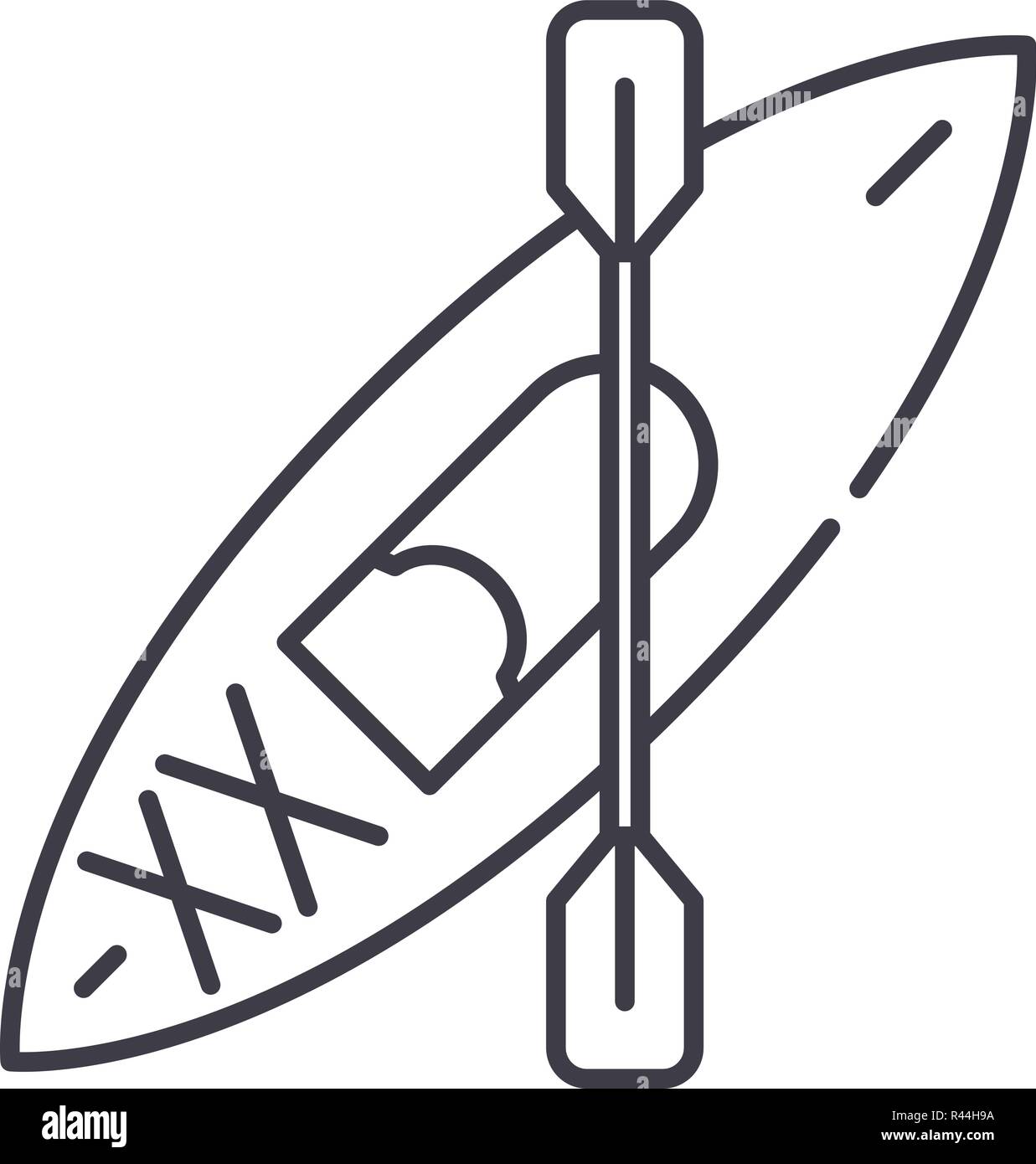 Kayaks line icon concept. Kayaks vector linear illustration, sign ...