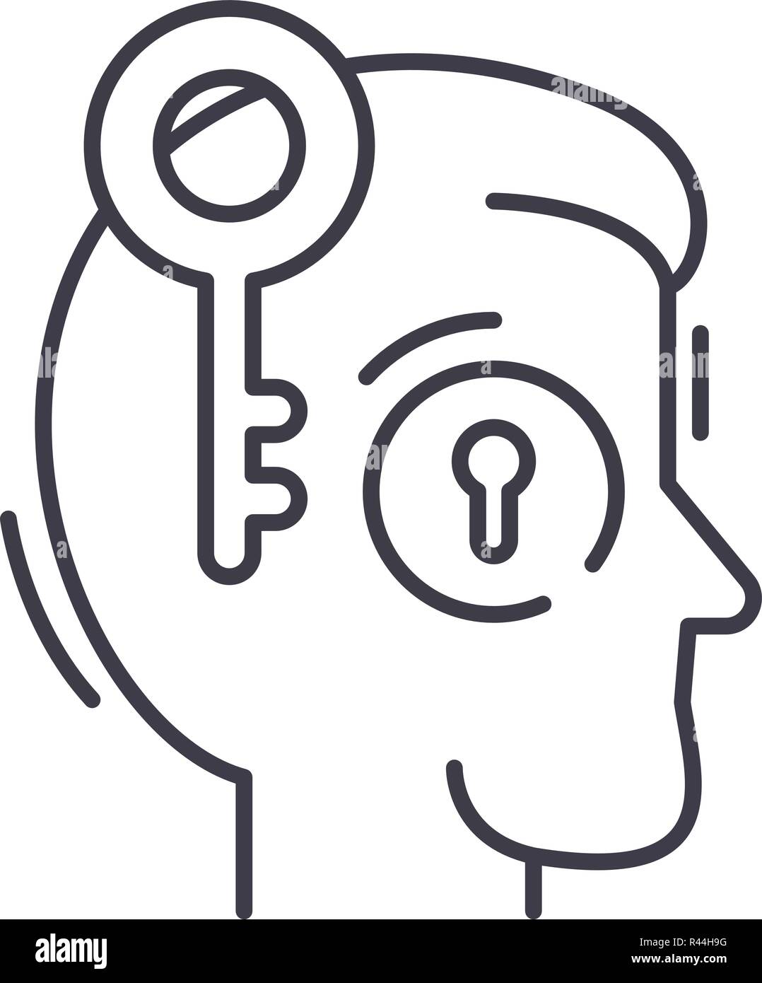 Key employee line icon concept. Key employee vector linear illustration ...