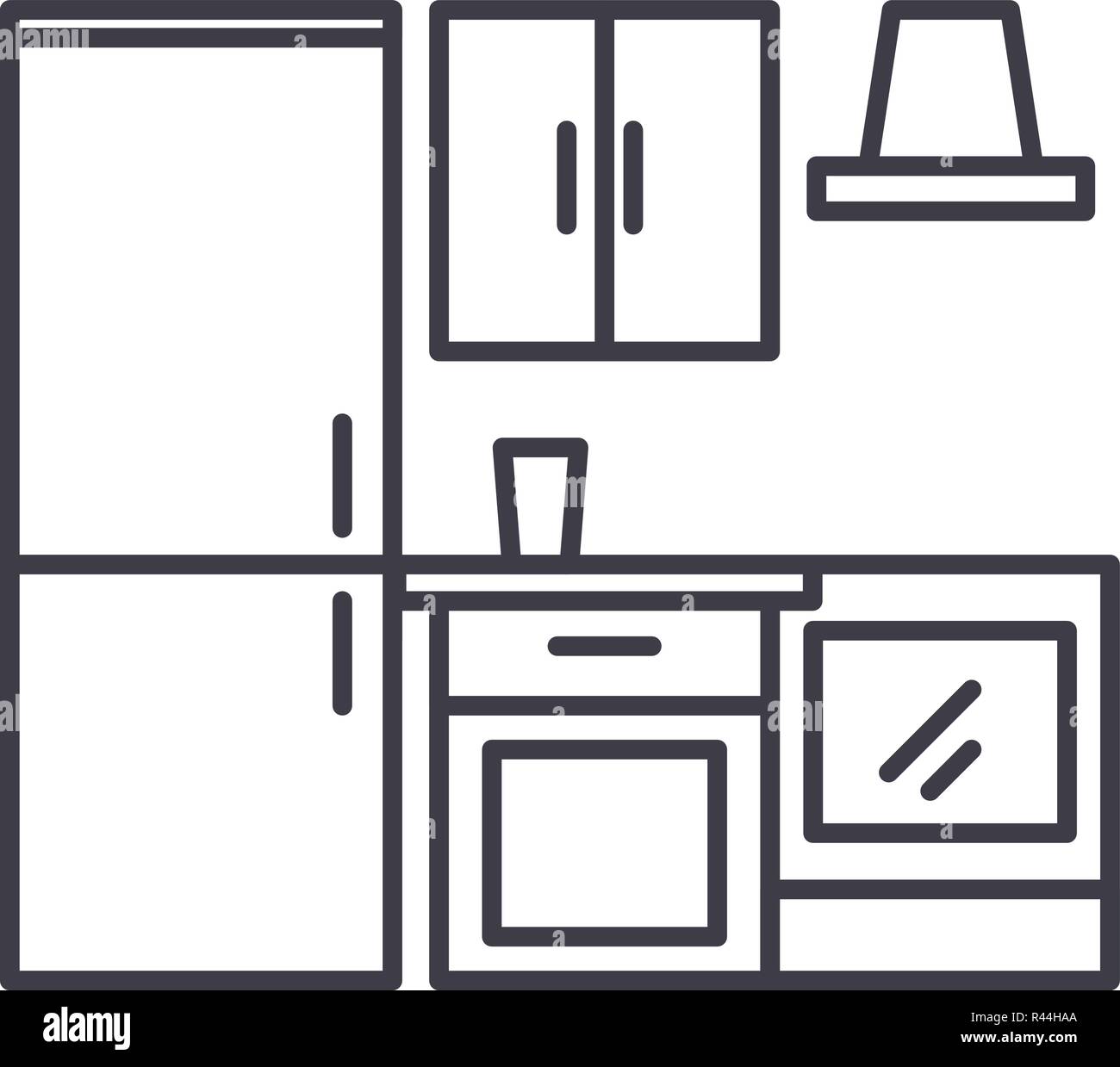 Kitchen wardrobe line icon concept. Kitchen wardrobe vector linear ...