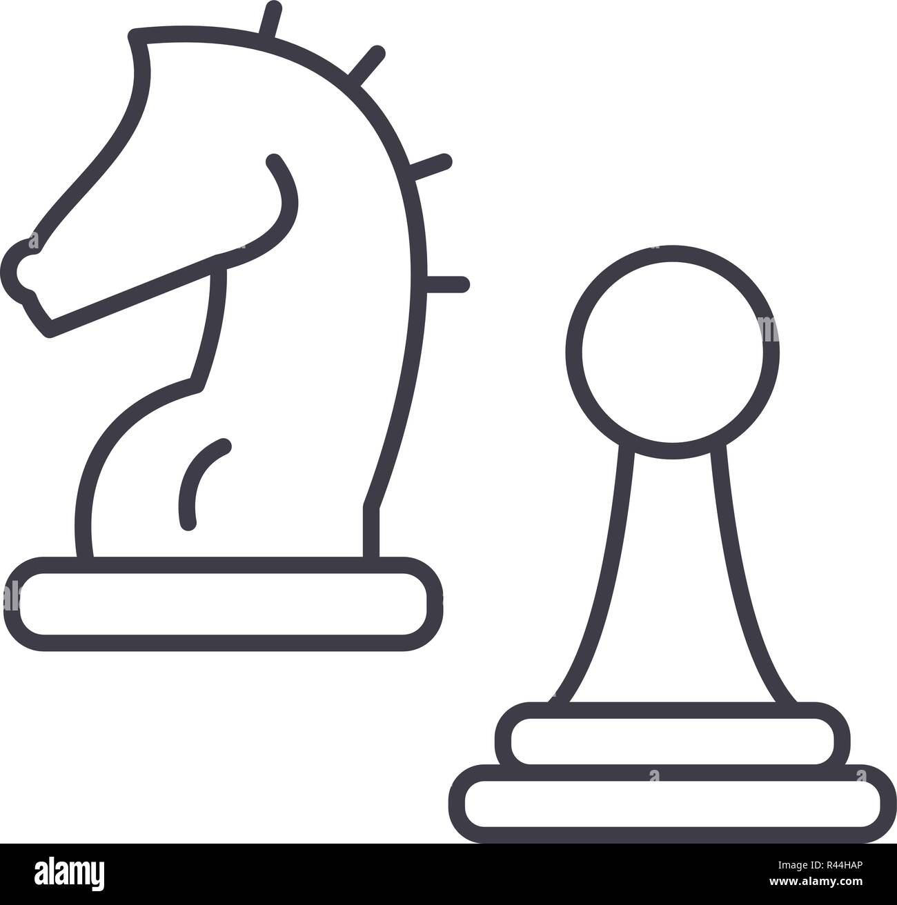 Knight and pawn line icon concept. Knight and pawn vector linear ...