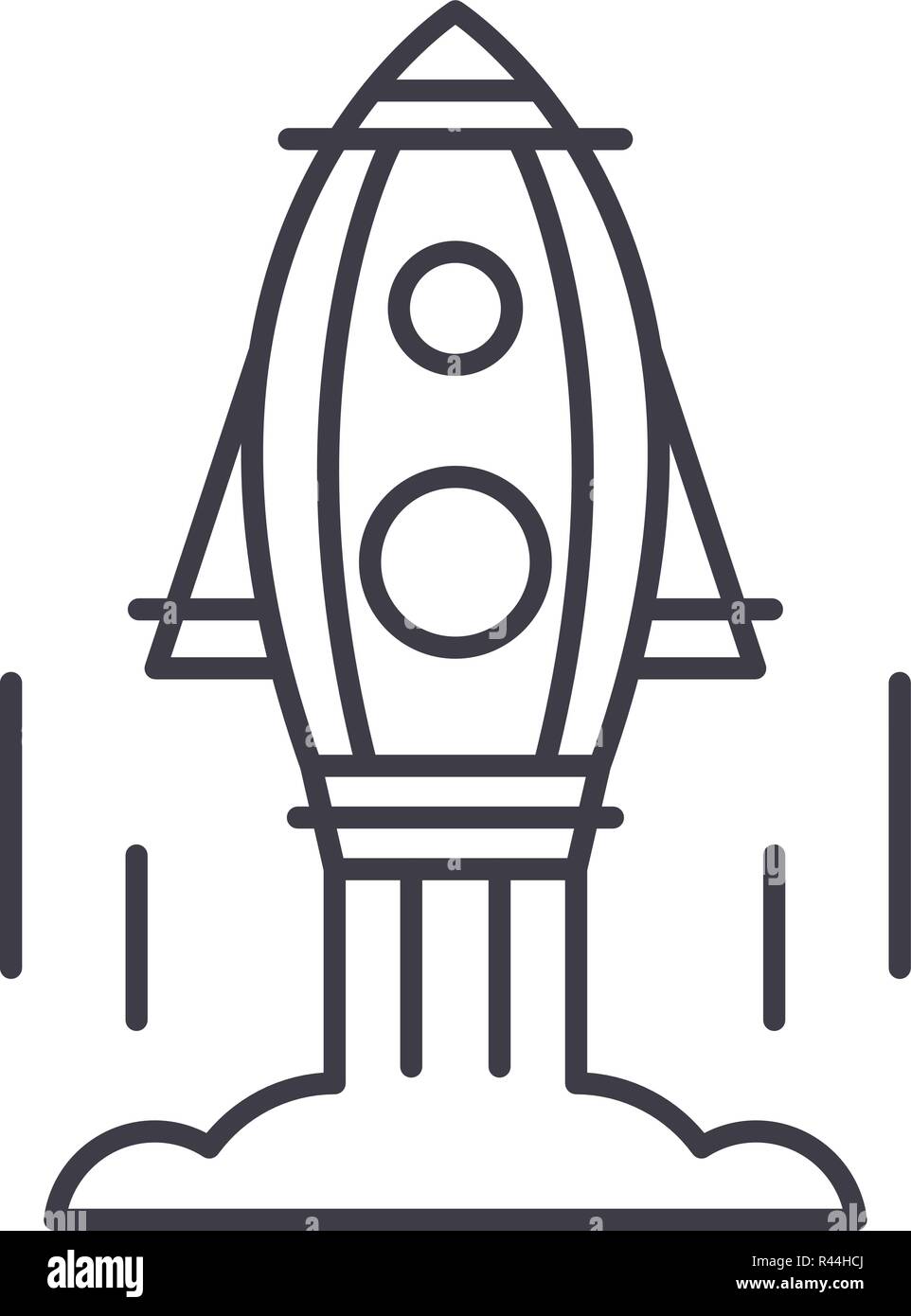 Launch of the project line icon concept. Launch of the project vector ...