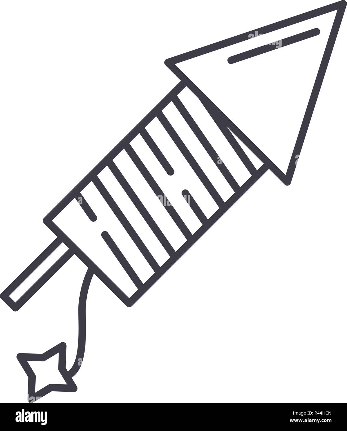 Launching fireworks line icon concept. Launching fireworks vector ...