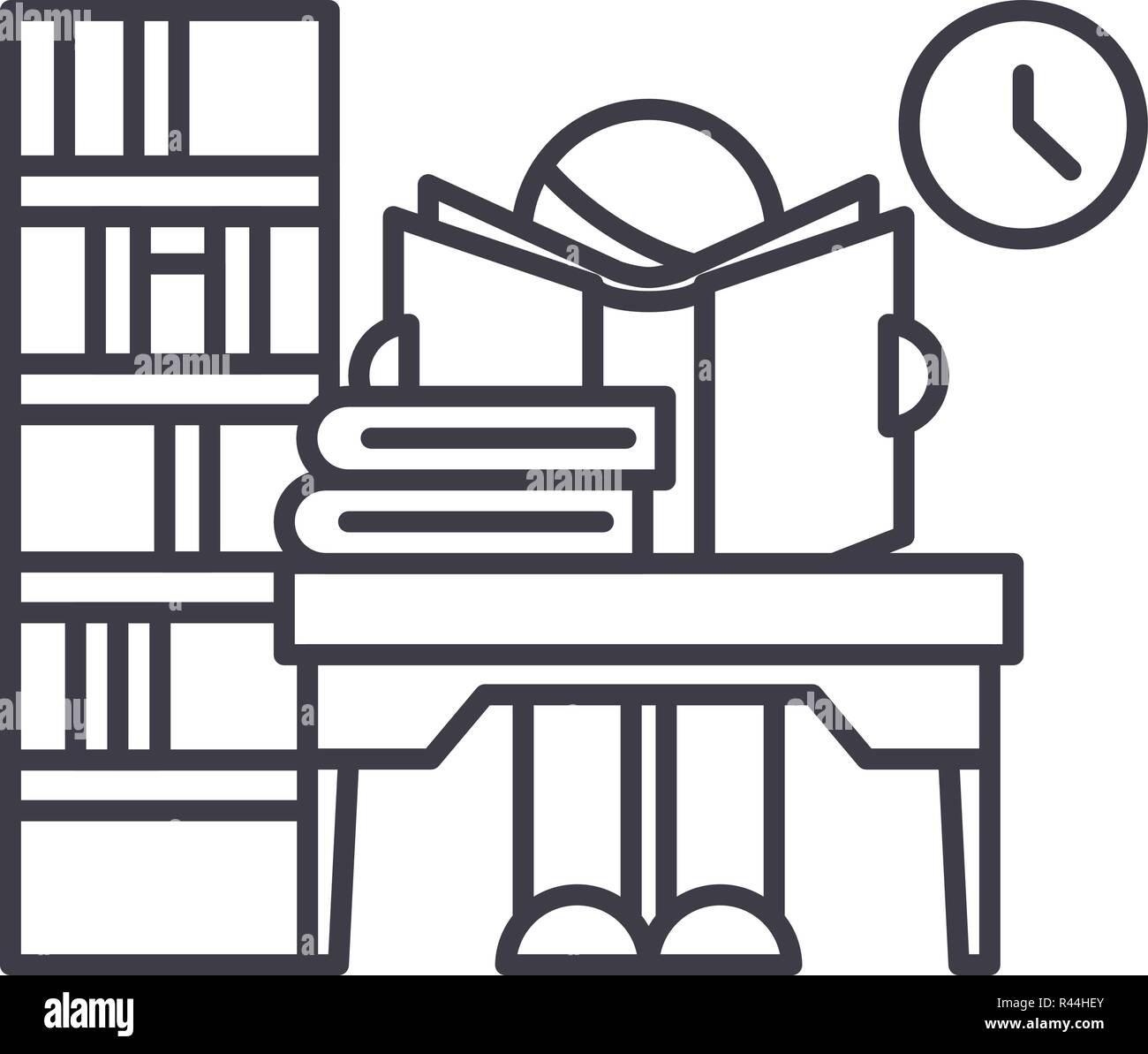 Library line icon concept. Library vector linear illustration, symbol ...