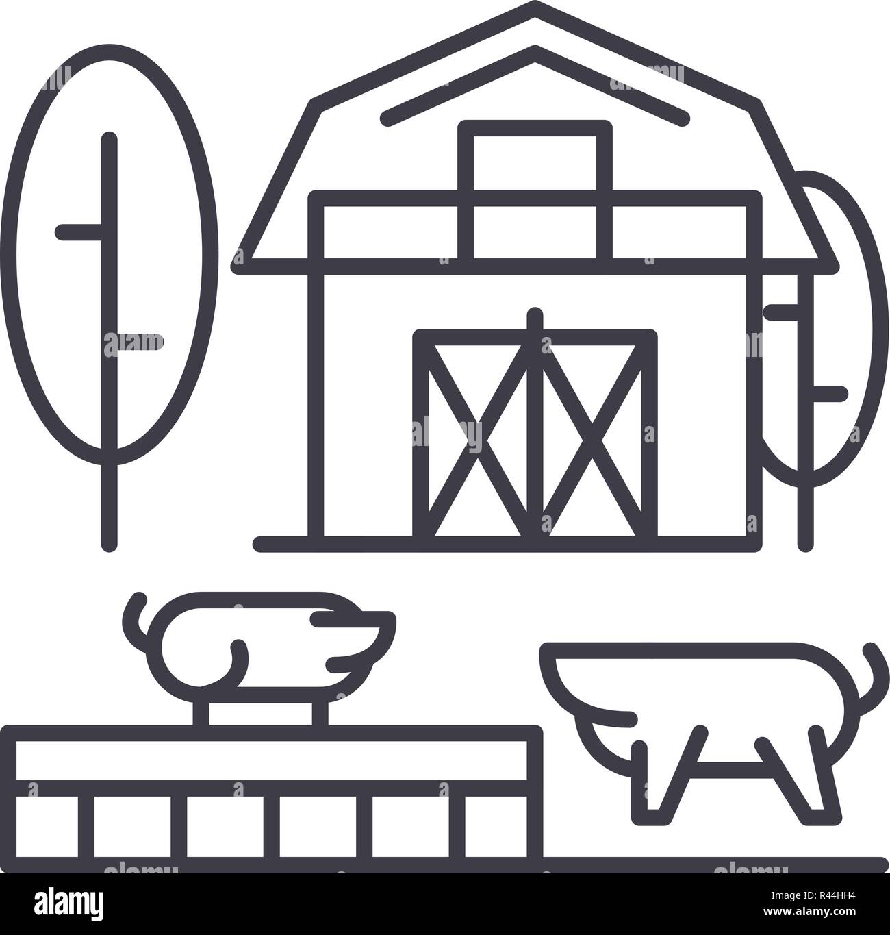 Livestock line icon concept. Livestock vector linear illustration ...