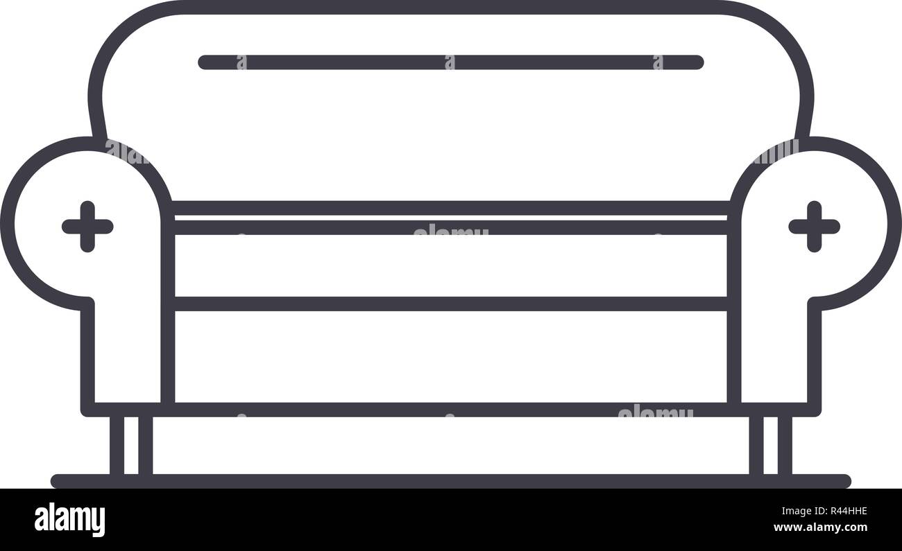Living room sofa line icon concept. Living room sofa vector linear ...