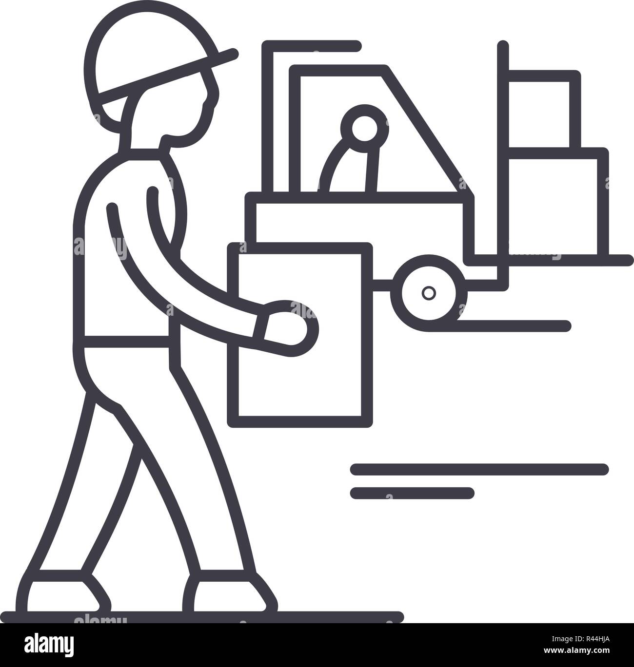 Loading goods line icon concept. Loading goods vector linear ...