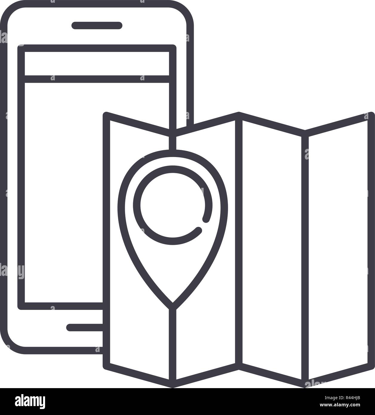 Location line icon concept. Location vector linear illustration, symbol ...