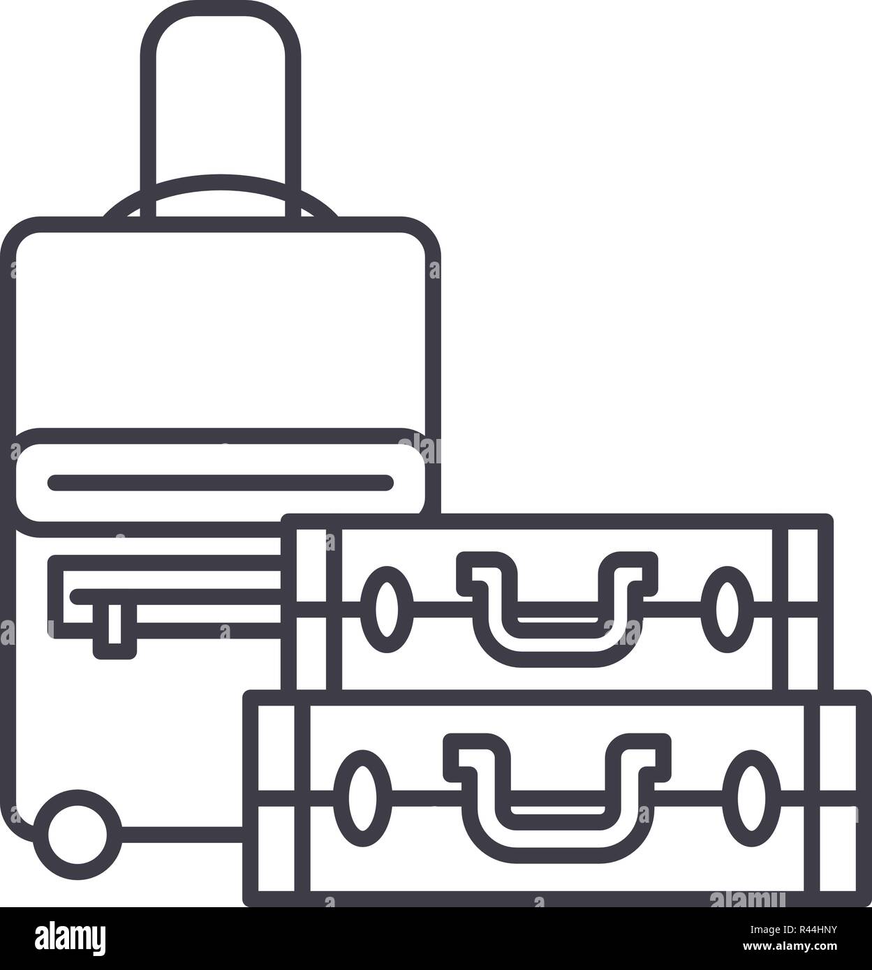Luggage line icon concept. Luggage vector linear illustration, symbol ...