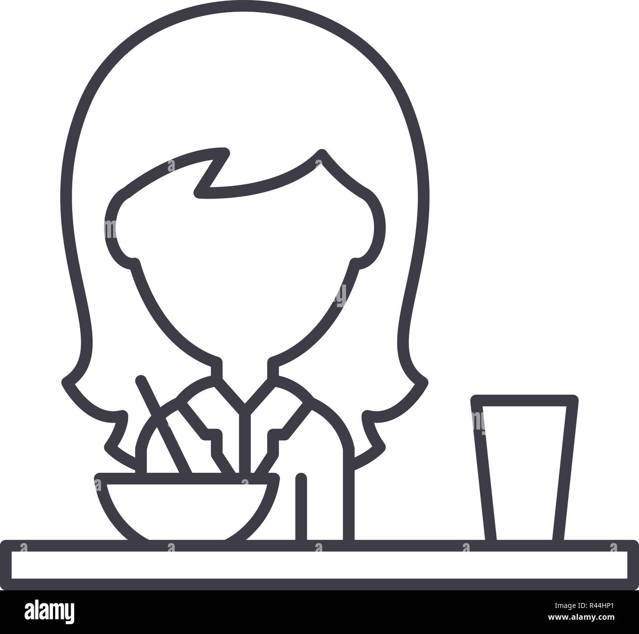 Lunch in the dining room line icon concept. Lunch in the dining room ...