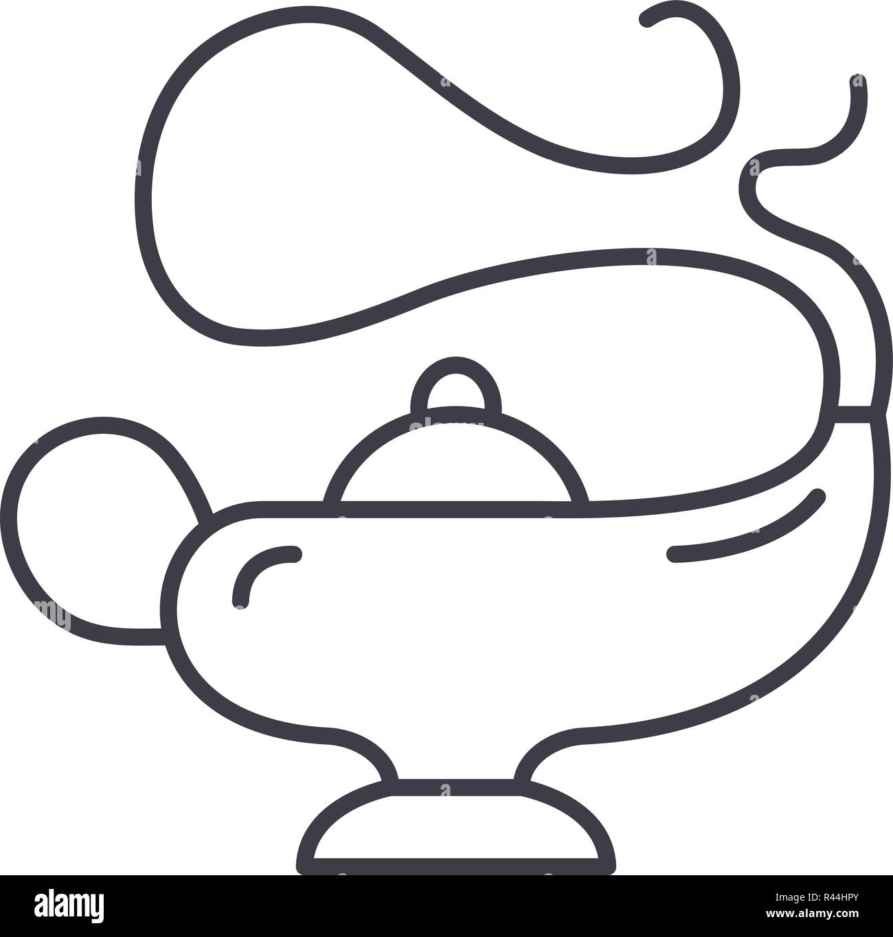 Magic lamp line icon concept. Magic lamp vector linear illustration ...